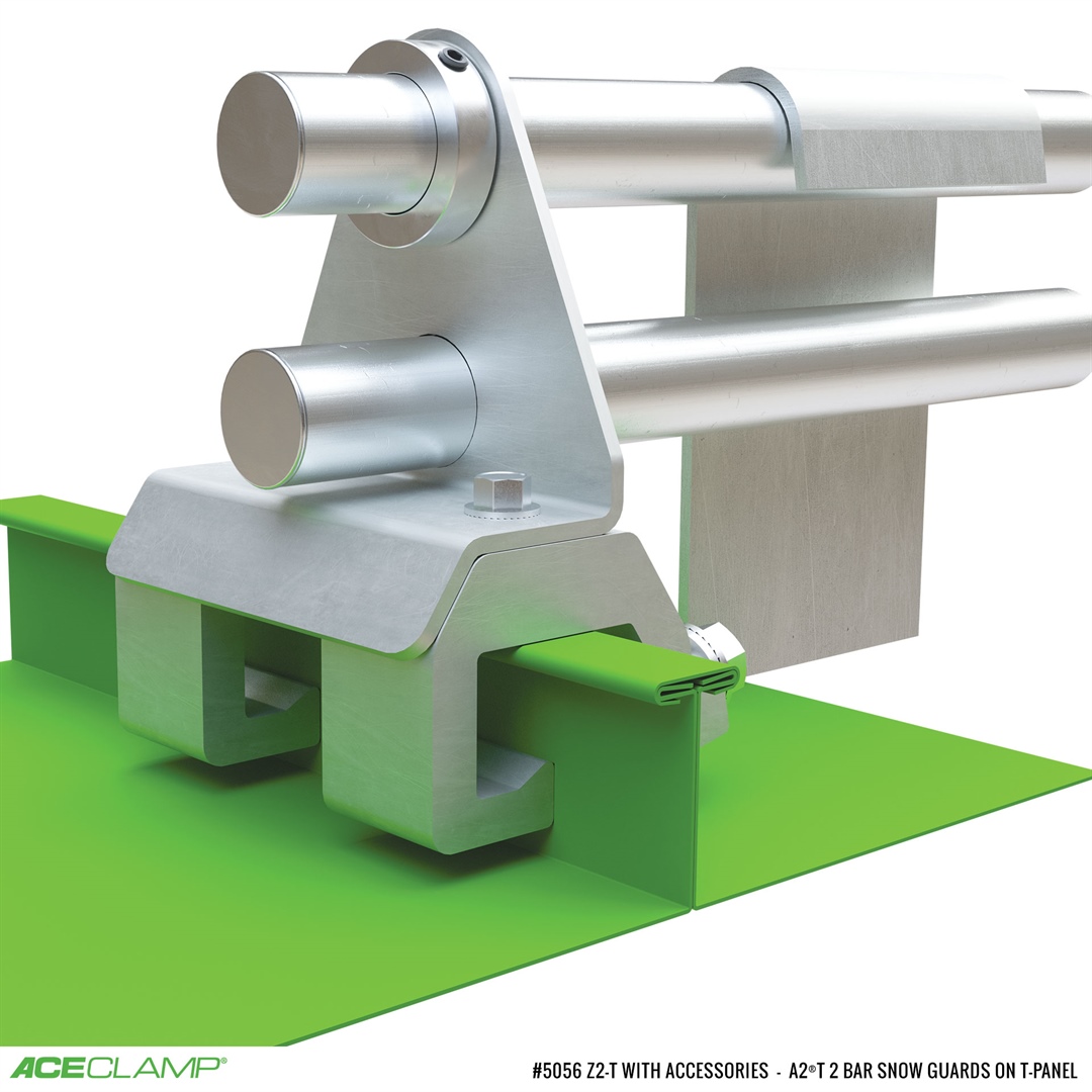 2 Bar Snow Guards for T-Panel Standing Seam Metal Roofs - AceClamp