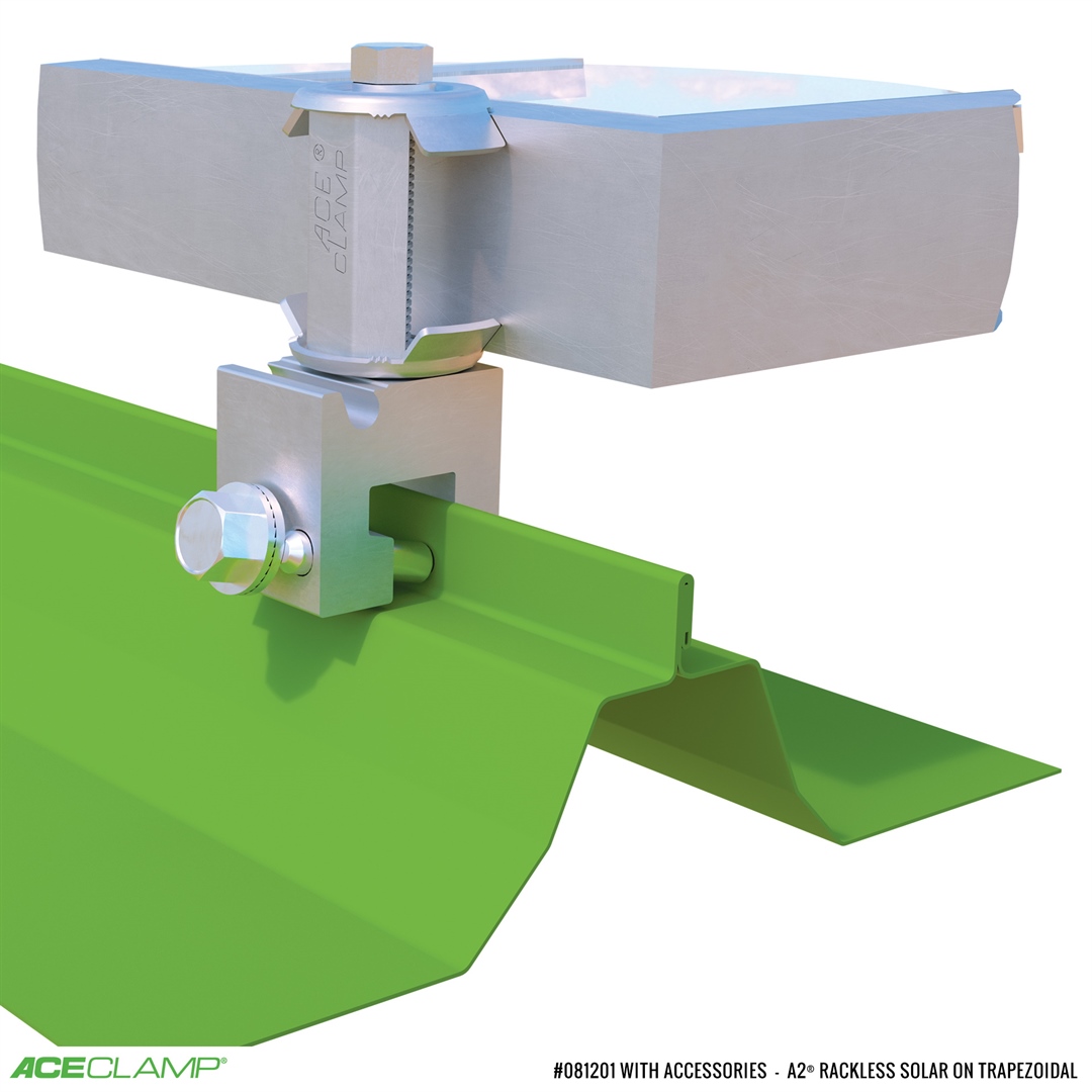 Railless Solar Racking Kit A2®: For Trapezoidal Standing Seam Roofs
