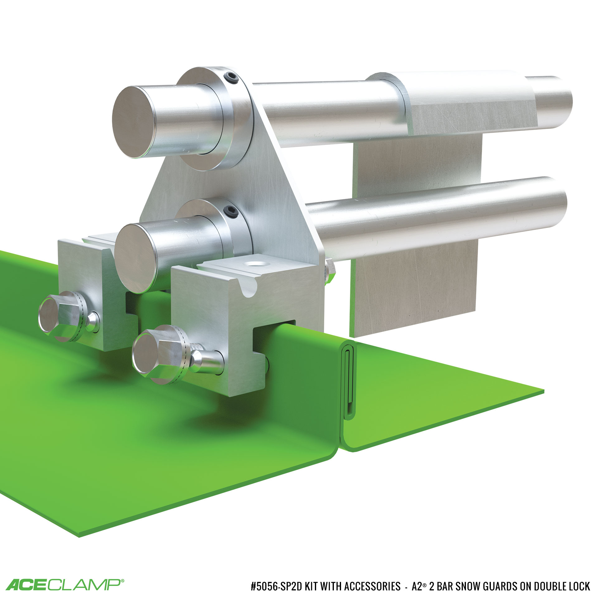 2 Bar Snow Guards for Double Lock Standing Seam Metal Roofs - AceClamp