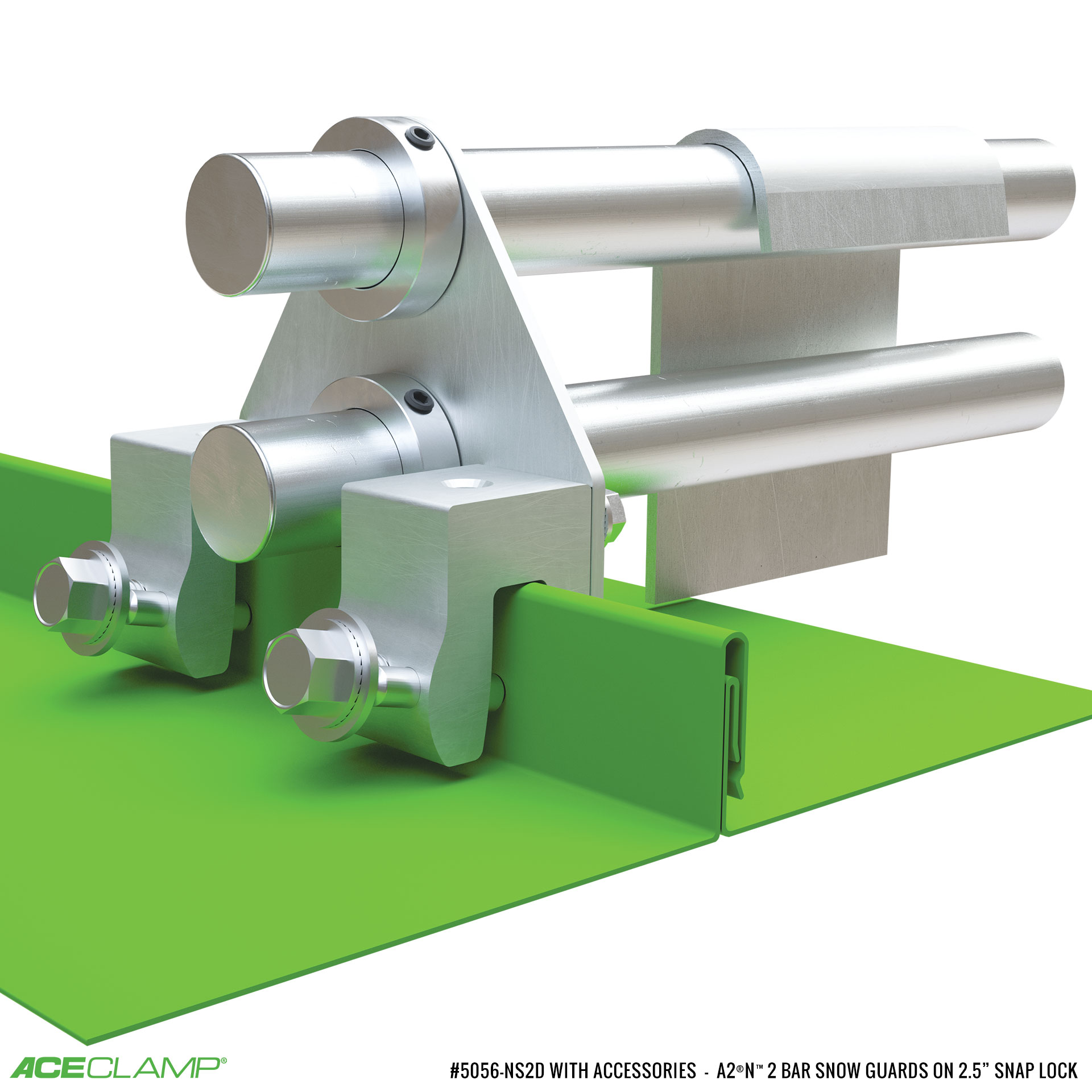 2 Bar Snow Guards for Snap Lock Standing Seam Metal Roofs - AceClamp