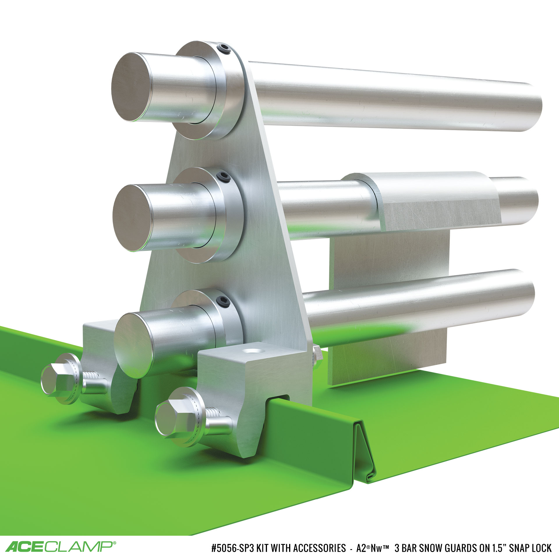 3 Bar Snow Guards for Snap Lock Short Standing Seam Metal Roofs - AceClamp